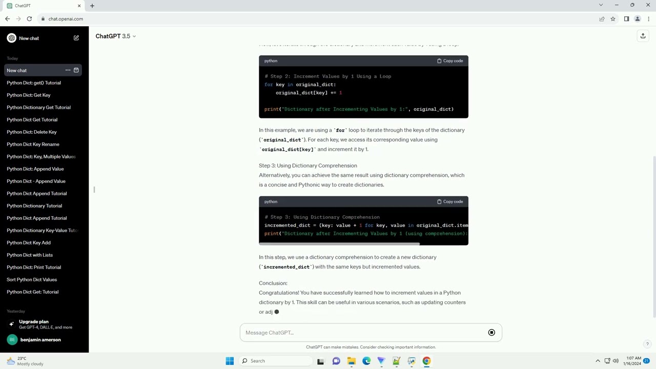 python dictionary increment value by 1
