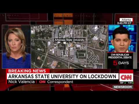Arkansas State University Gunman with 100 lb propane tank crash through gate active situation