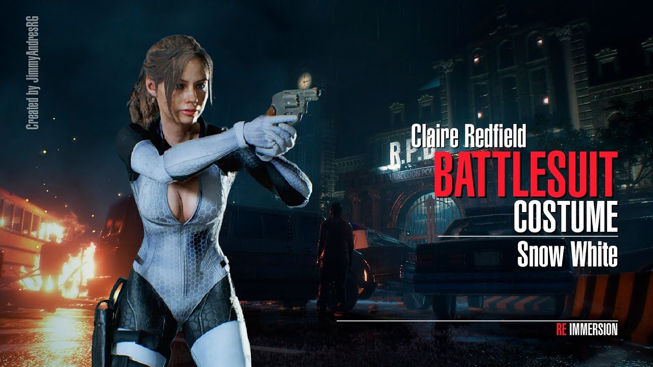 Resident Evil 2 Remake Claire Redfield Battlesuit Snow White Mod