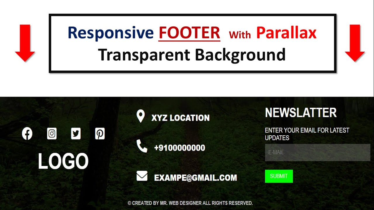 Responsive Footer Section Using Pure HTML and CSS ( SASS )