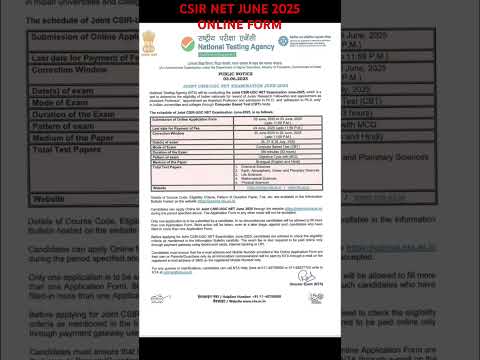 CSIR Net June 2025 Form #csirnet #online #shorts
