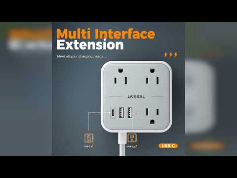 Review: Ultra Thin Flat Extension Cord 5 FT, TESSAN Slim Power Strip with USB Ports (1 USB C),...