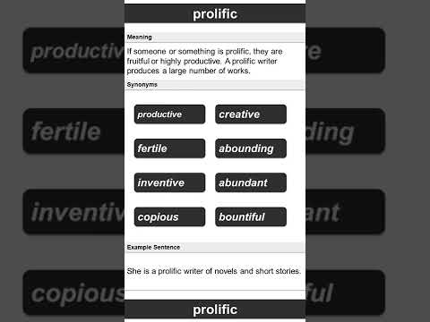 prolific, Thesaurus, Synonyms, Vocabulary Development, English Practice for Fluency #shorts