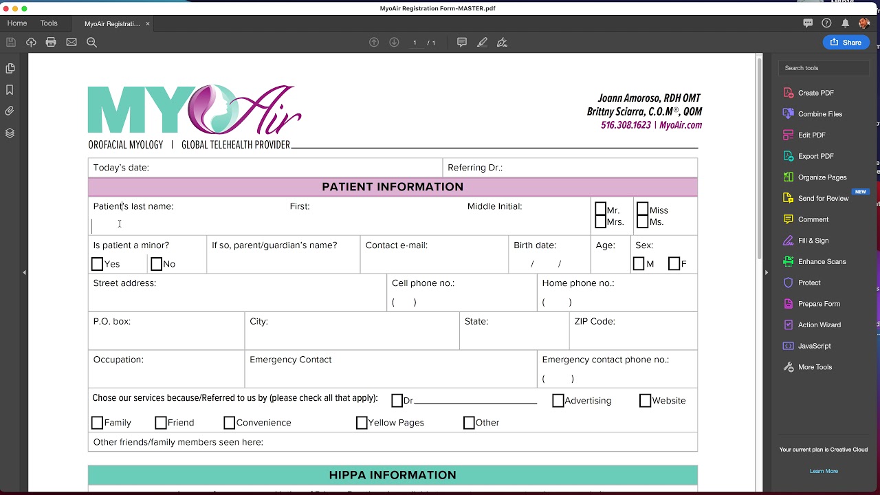 How to fill out the PDF Registration form