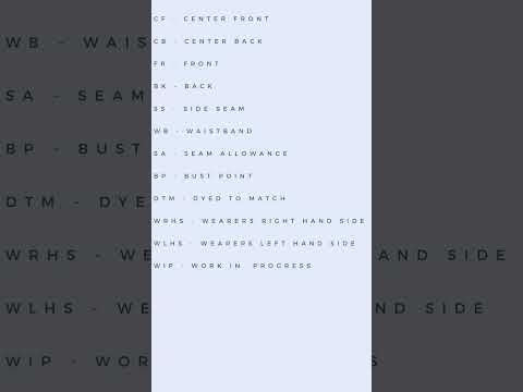 At The Seams - Pattern Abbreviations
