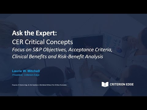 Ask the Expert: CER Critical Concepts