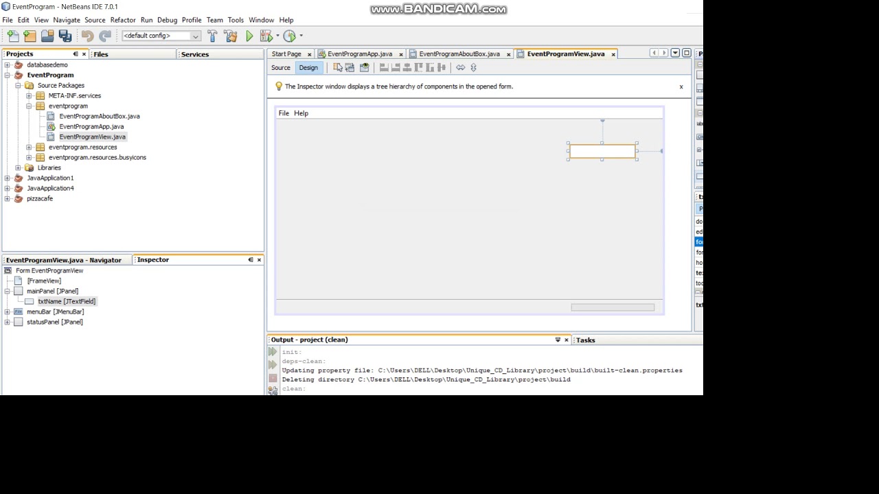 Event Handling Example in Java NetBeans