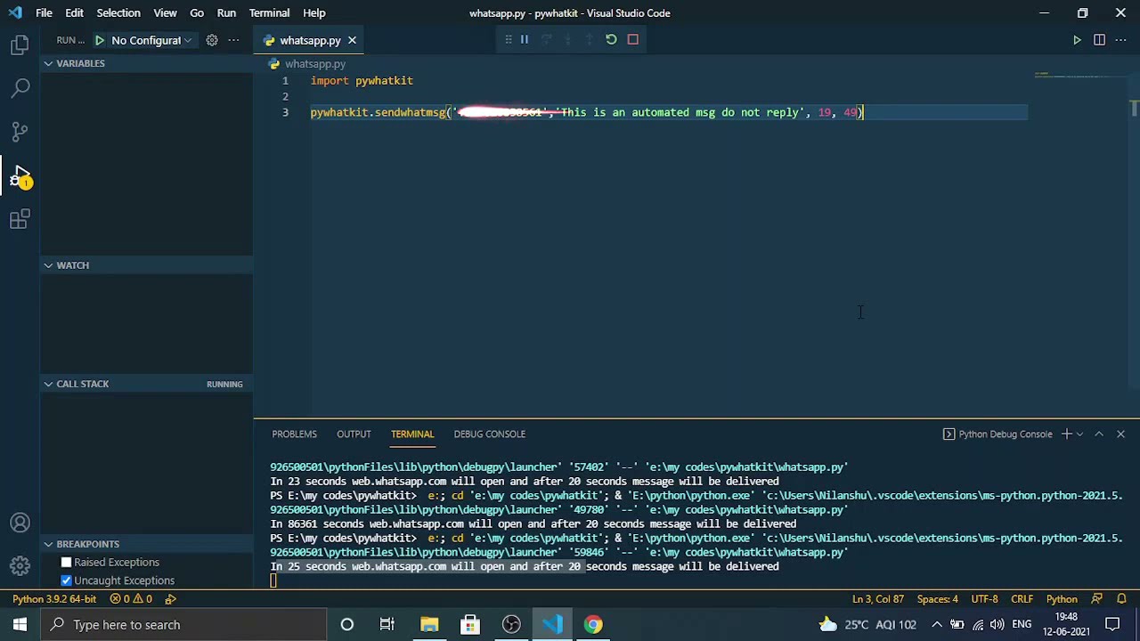How to send WhatsApp message using Python| Python | python for beginner