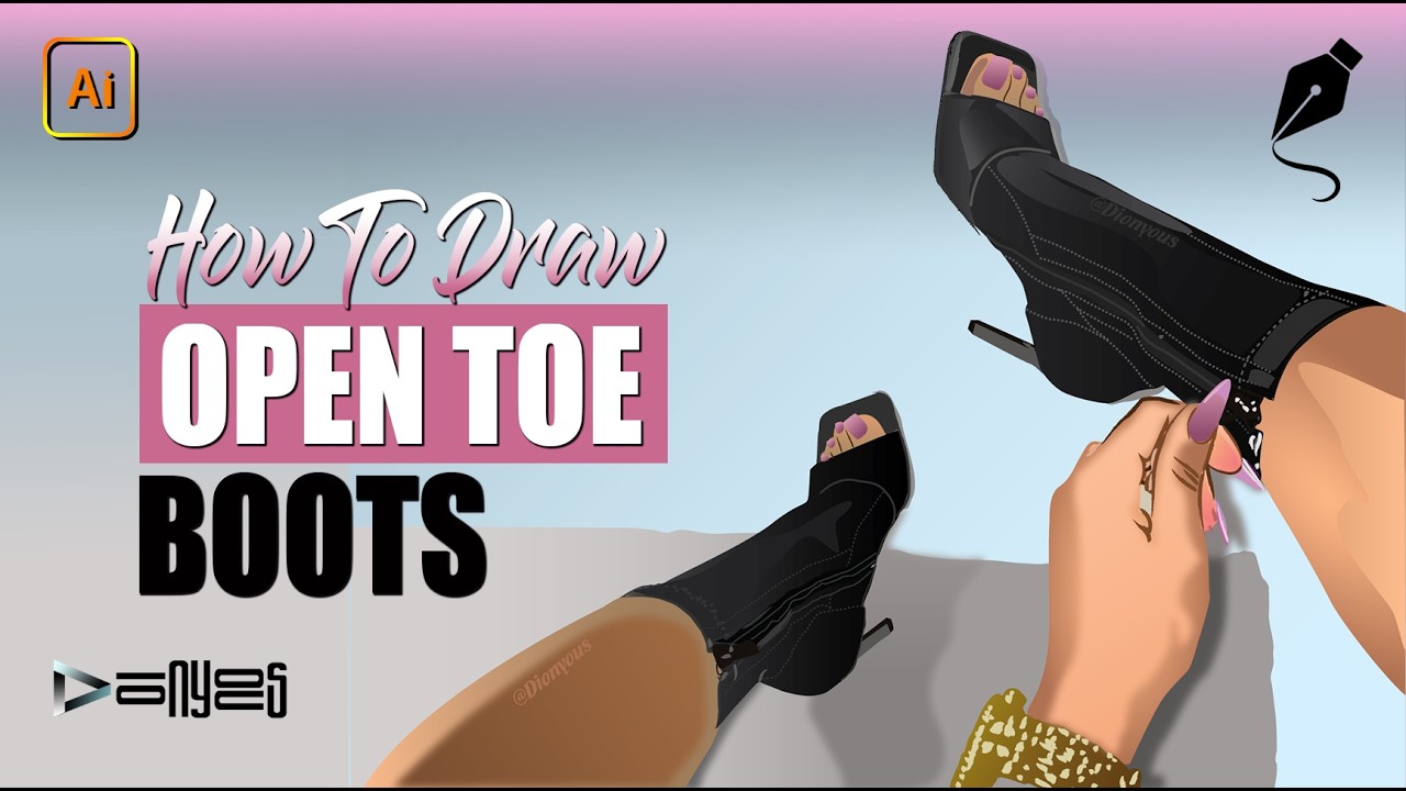 How to Create a Stylish Fashion Vector Illustration in Illustrator (Long Nails & Open Toe Boots) 👠🎨