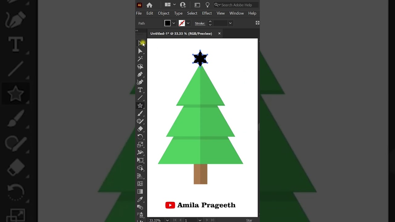 Christmas tree Flat style | Adobe Illustrator Tutorial #illustrator #illustratortutorial #shorts
