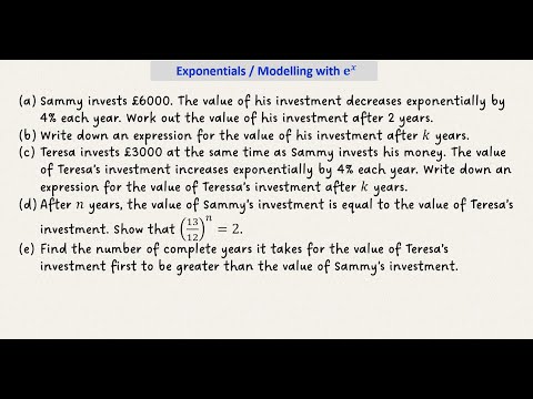 Exponentials / Modelling with ⅇ^𝑥
