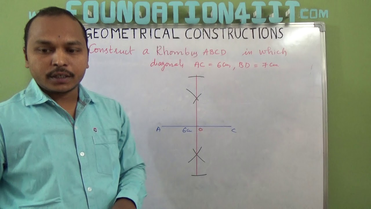 How to Construct a Rhombus When both diagonals are given