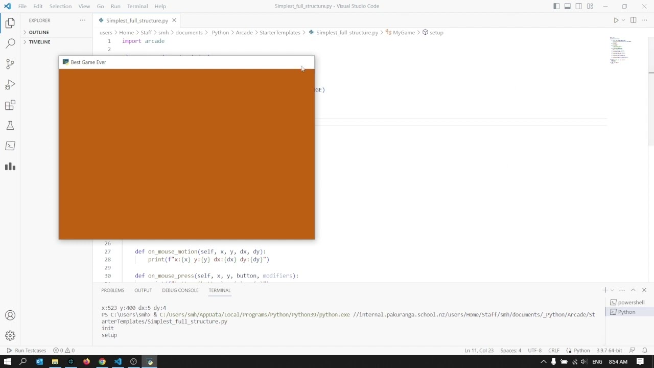 Python Arcade structure - basic template explained