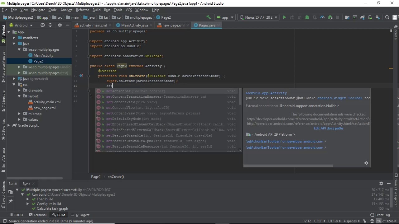 Creating Multiple pages in android app | moving between pages in android | Android Studio