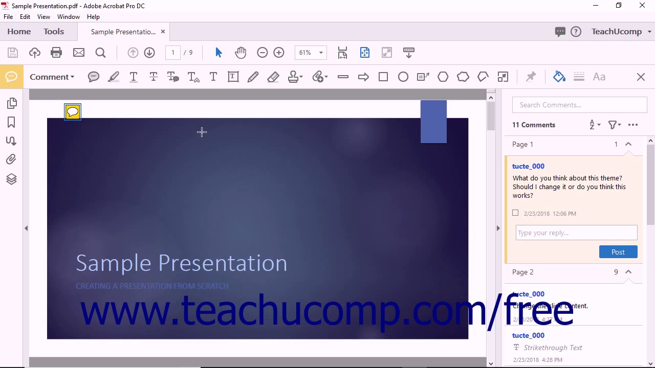 Acrobat Pro DC Tutorial The Comment Pane - Adobe Acrobat Pro DC Training Tutorial Course