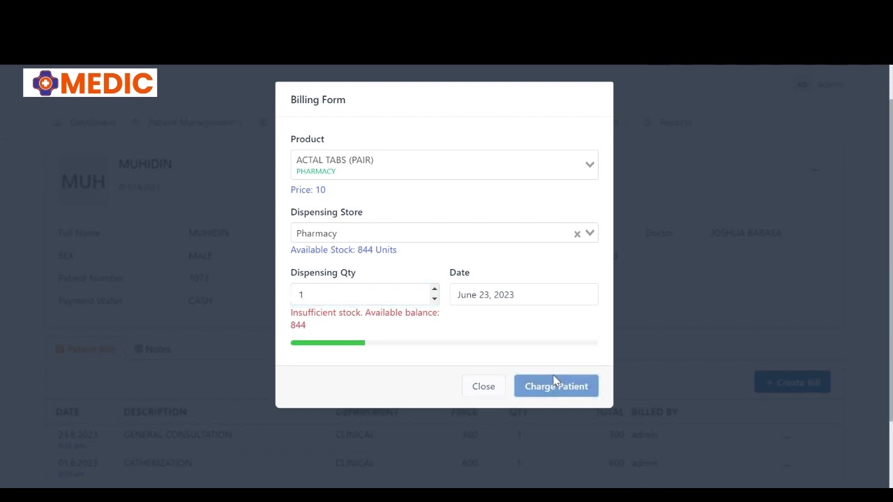 Billing Module- Medic System