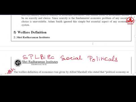Welfare and Scarcity Definition of Economics