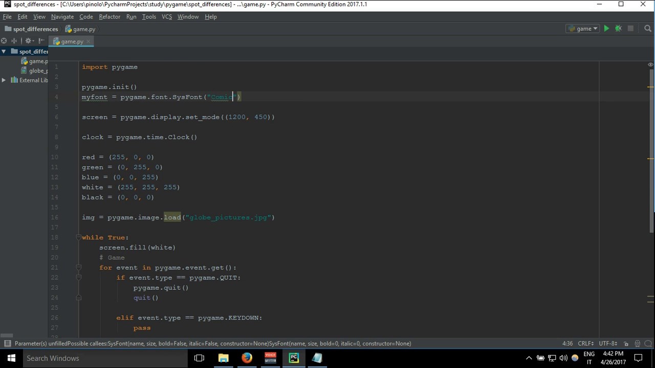 Display text - part 7 pygame python 3