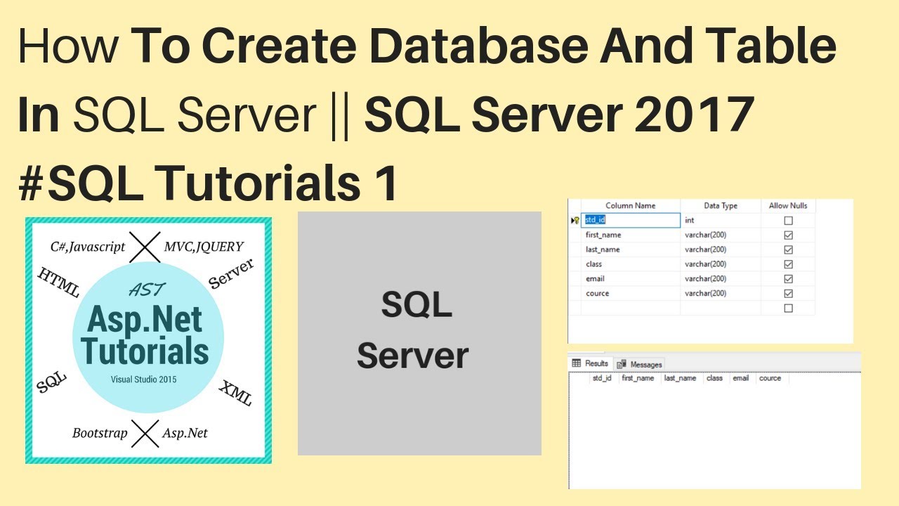 How to create database and table in sql server 2017 || #sql tutorials 1