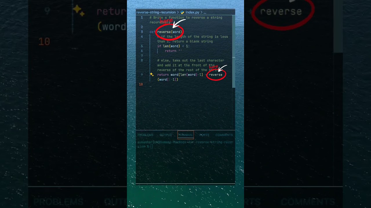 Reverse a String Using Recursion in Python | Easy Tutorial for Coding Interviews #codingshorts #algo
