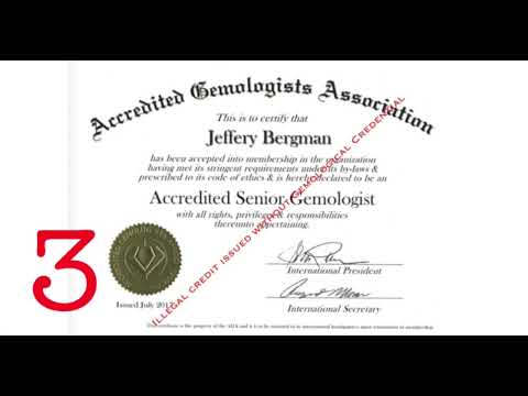Accredited Gemologists Association & Jeffery Bergman-Fake credits used for Fraudulent appraisals