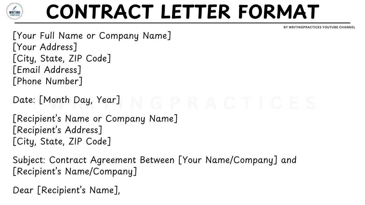 How To Write A Contract Letter Format Step by Step Guide | Writing Practices