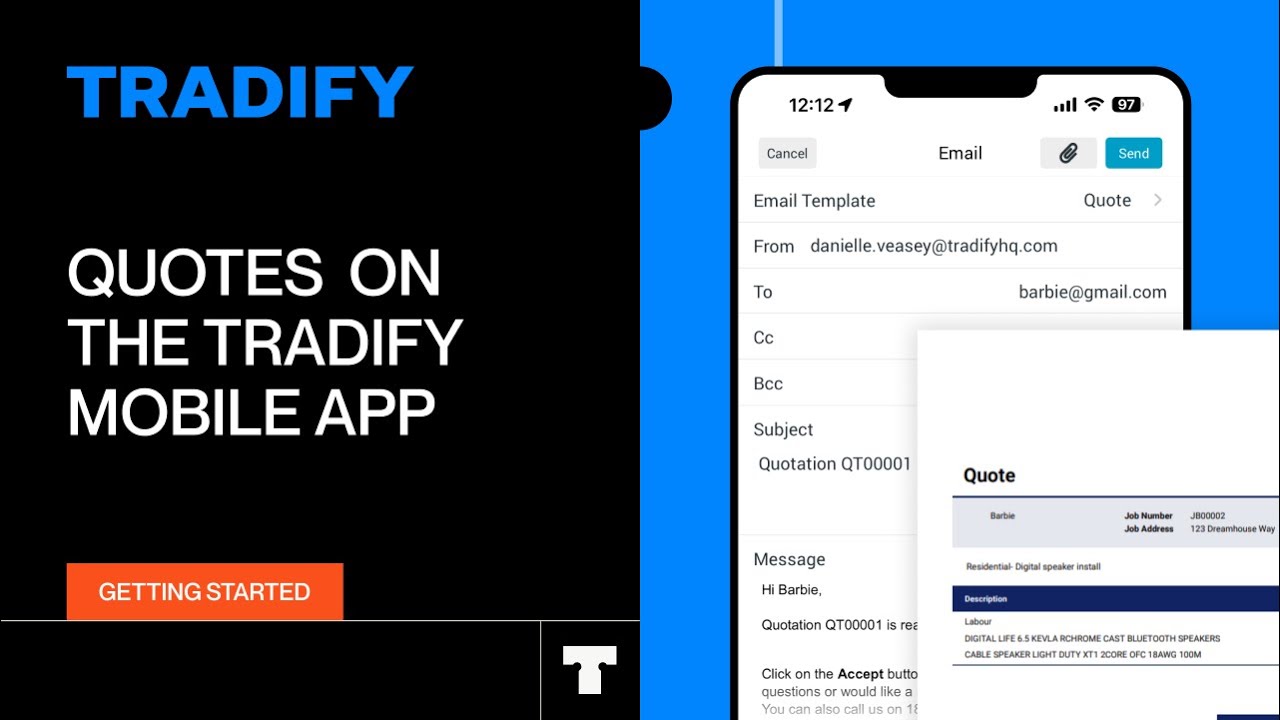 Quotes on the Tradify Mobile App