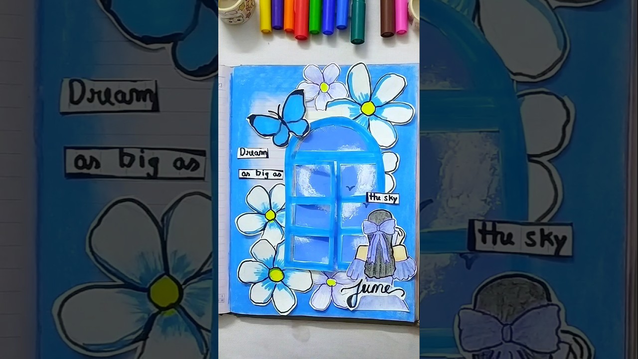 Blue theme journal 💙| Blue themed journal with me | #journal #shorts