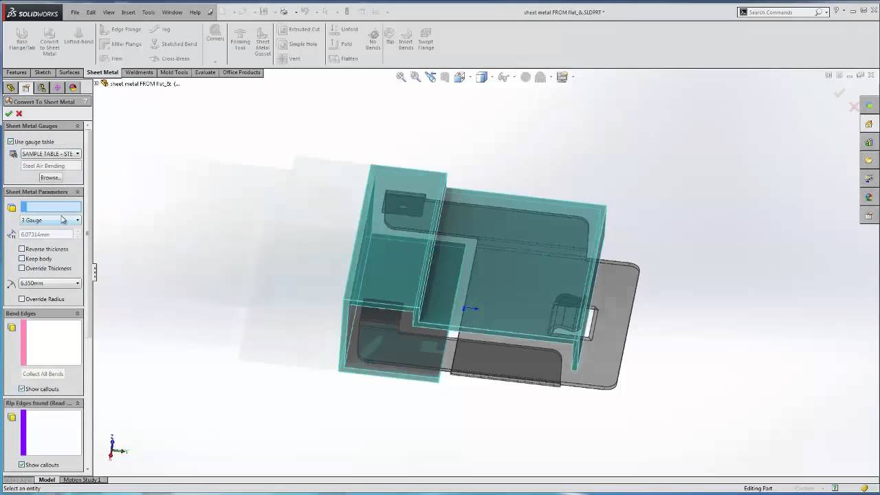 SOLIDWORKS - Multi body Sheetmetal Modeling