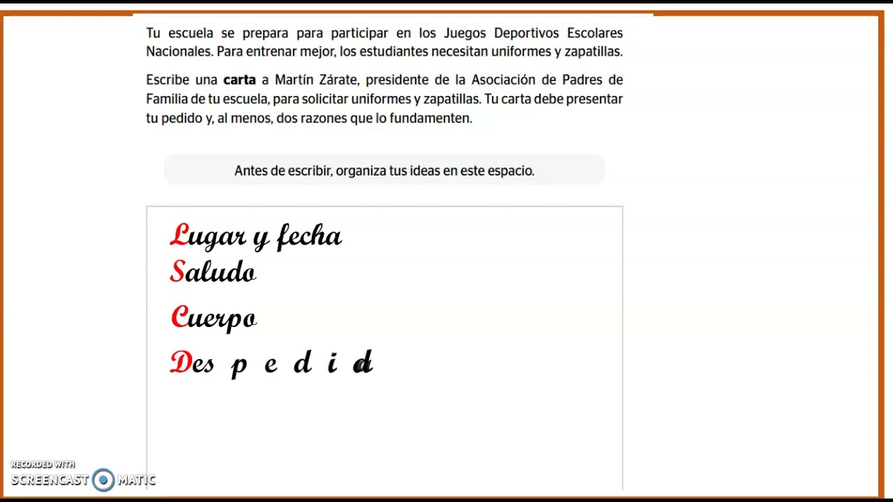PRUEBA DIAGNÓSTICA ESCRITURA