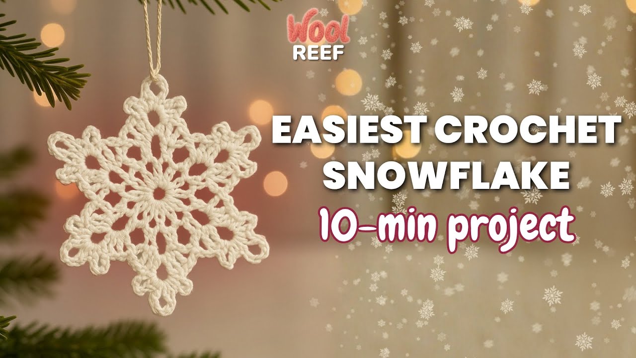 EASIEST CROCHET SNOWFLAKE | 10-MIN PROJECT |  Wool Reef