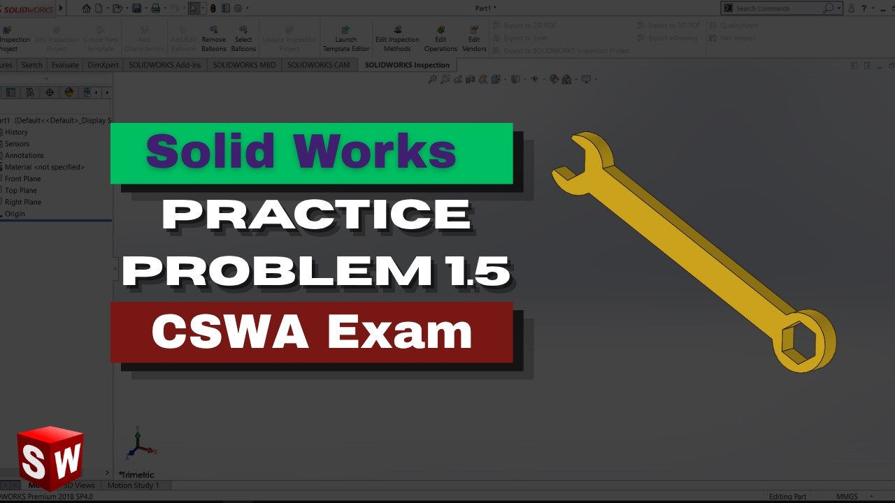 CSWA Practice Problem 1.5 | SolidWorks Tutorial for Beginners | SolidWorks Practice Problem