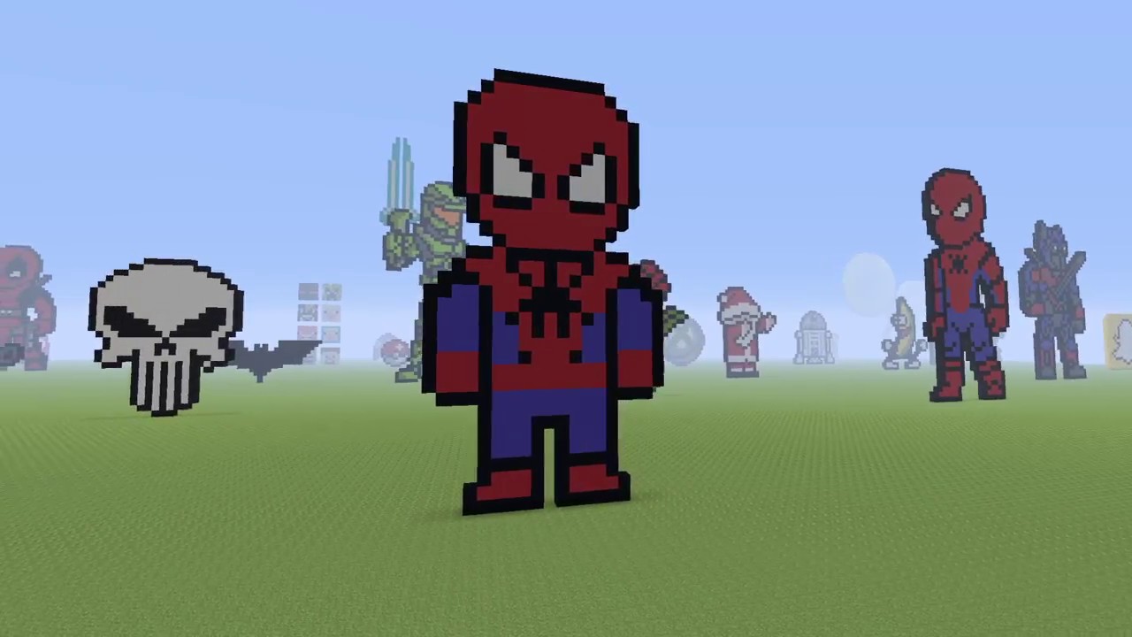 Minecraft PS4 Spiderman Pixel Art Tutorial