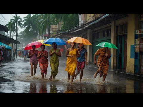 EXTREME WEATHER 🌩️ Torrential Rain & Loud Thunder in Indonesia | Walking in the Rain