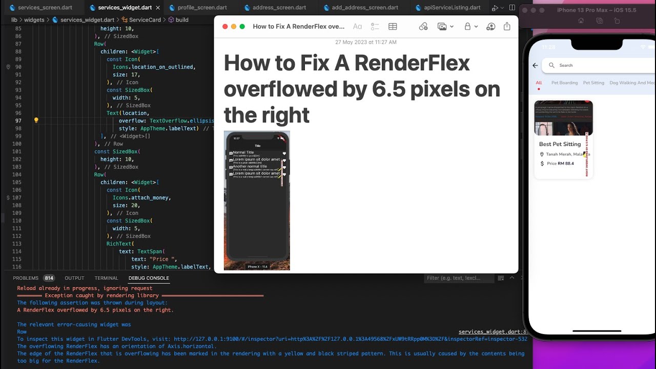 Fix Flutter Error A RenderFlex overflowed by  pixels on the right