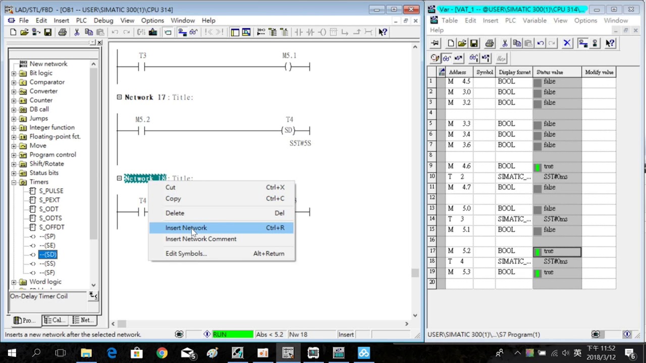 SIEMENS SIMATIC MANAGER STEP 7 -Timer Logic