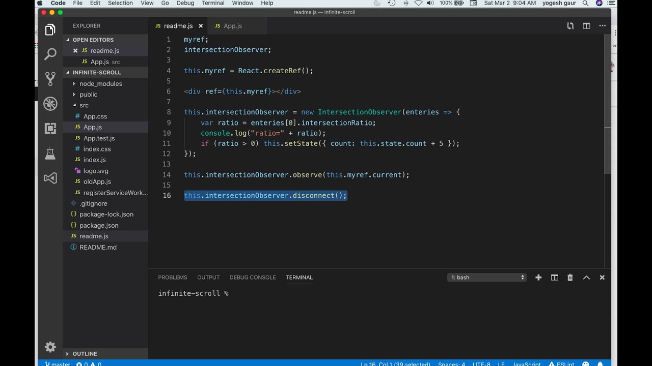 react infinite scroll with intersectionObserver in 5 min
