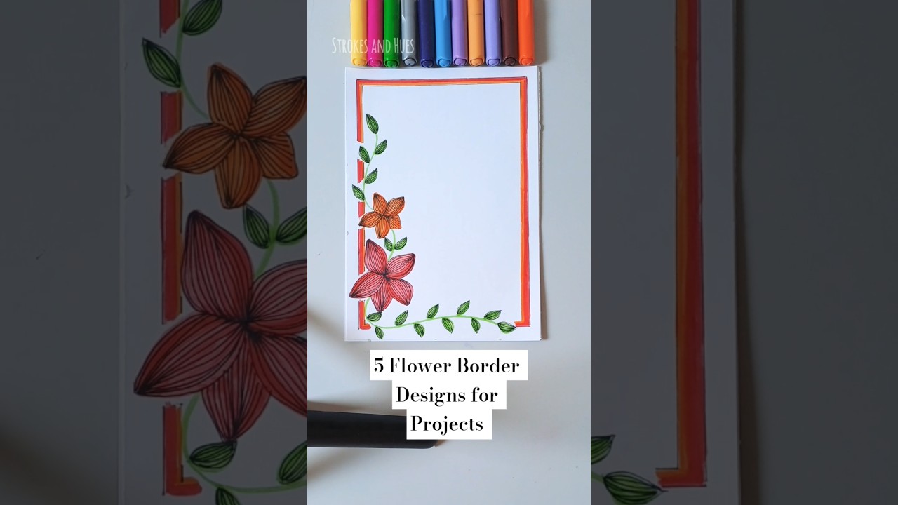 5 flower border designs for projects|| #shorts #borderdesign #borderdesigns #borderdesignsforproject