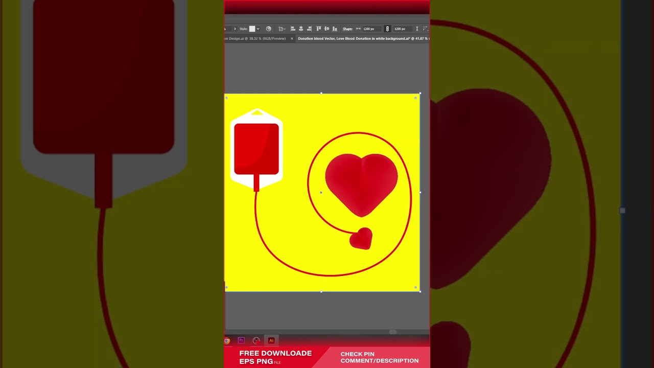✅🏅Donation Blood Vector Love In White Background 🏆 #Shorts #Short @GraphicsDesignTutorials
