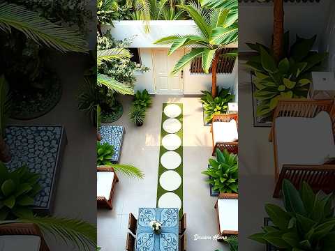 Tropical Courtyard with Modern Zen Vibes #home #eleganthomes #outdoordesign #garden #gardening