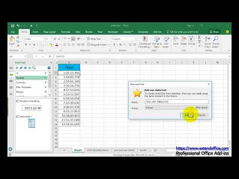 How to show time with milliseconds in Excel