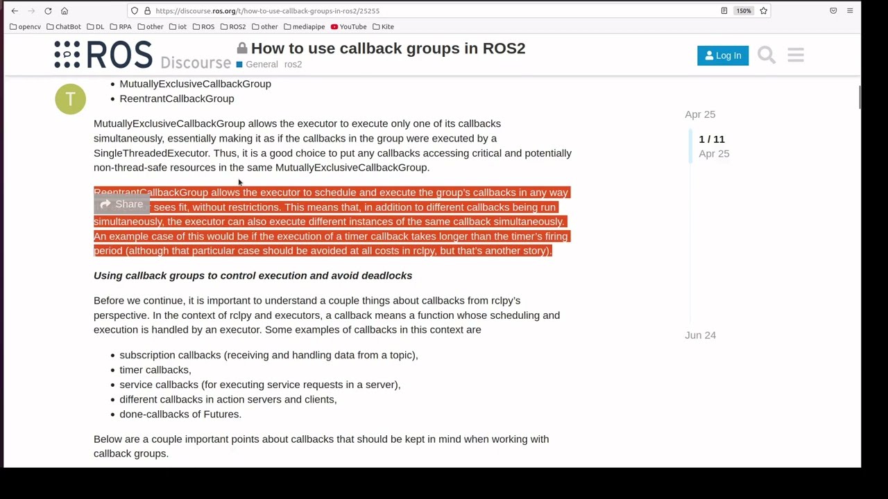 ros2 callbacks and executors to avoid deadlock