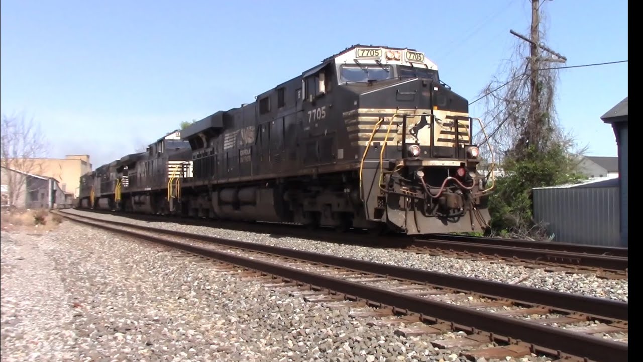 Chasing A Train NS 27A big Single stack Intermodal Container train down the H-Line and the B-Line
