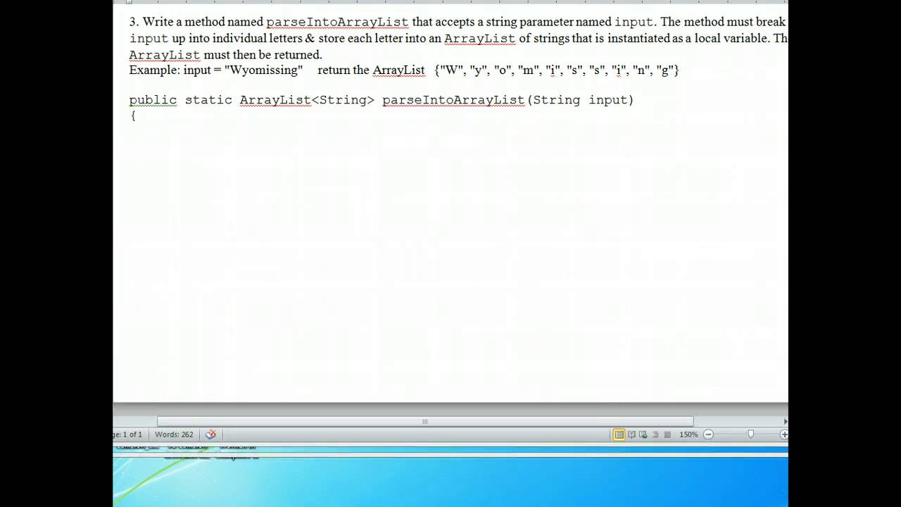Java - ArrayList Worksheet #1