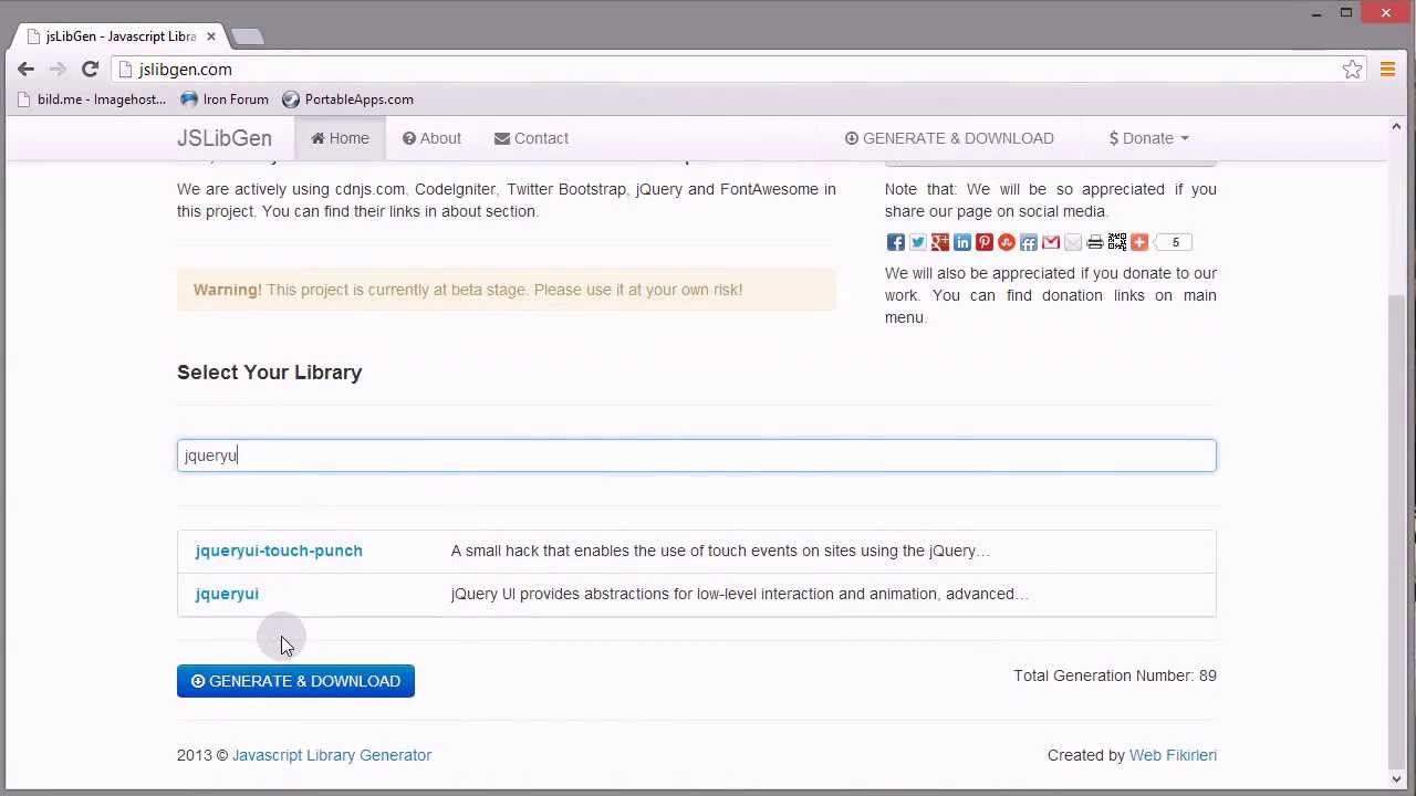 Javascript Library Generator - jslibgen.com