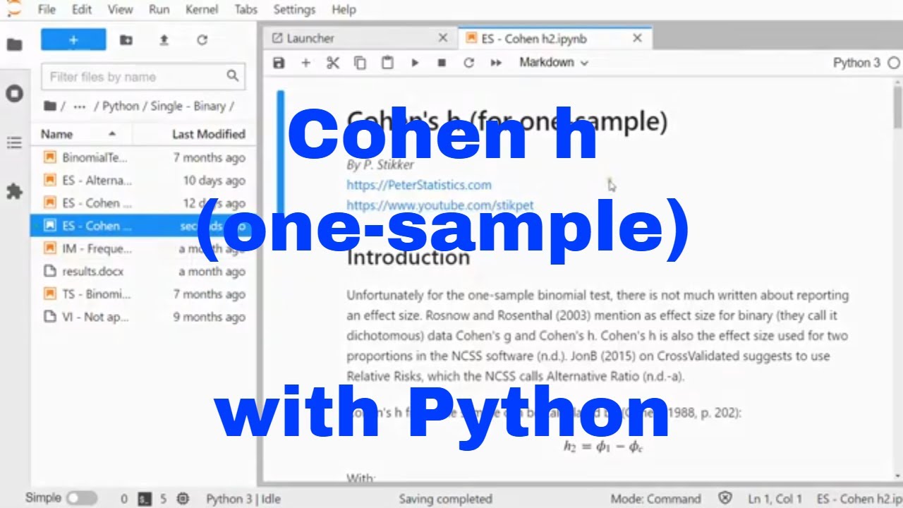 Python - Cohen's h (one-sample) - Effect size for binomial test