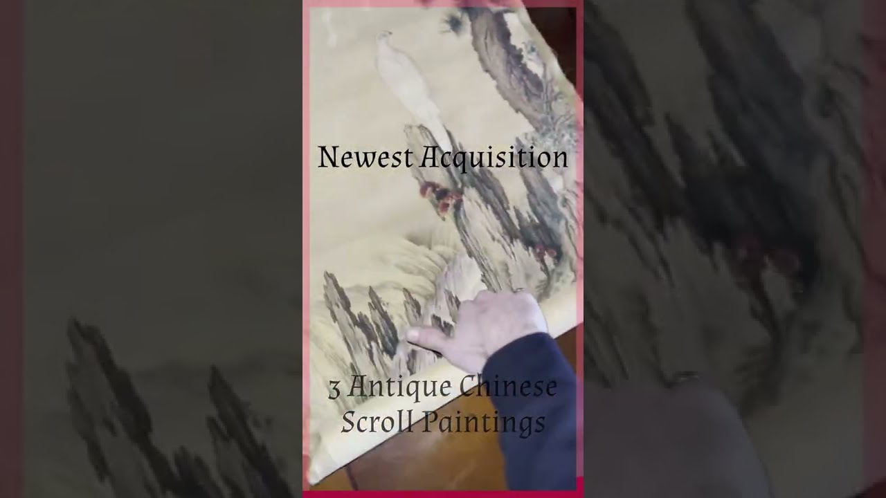 Unrolling 3 Antique Asian Scroll Paintings - Recent Acquisition #shorts