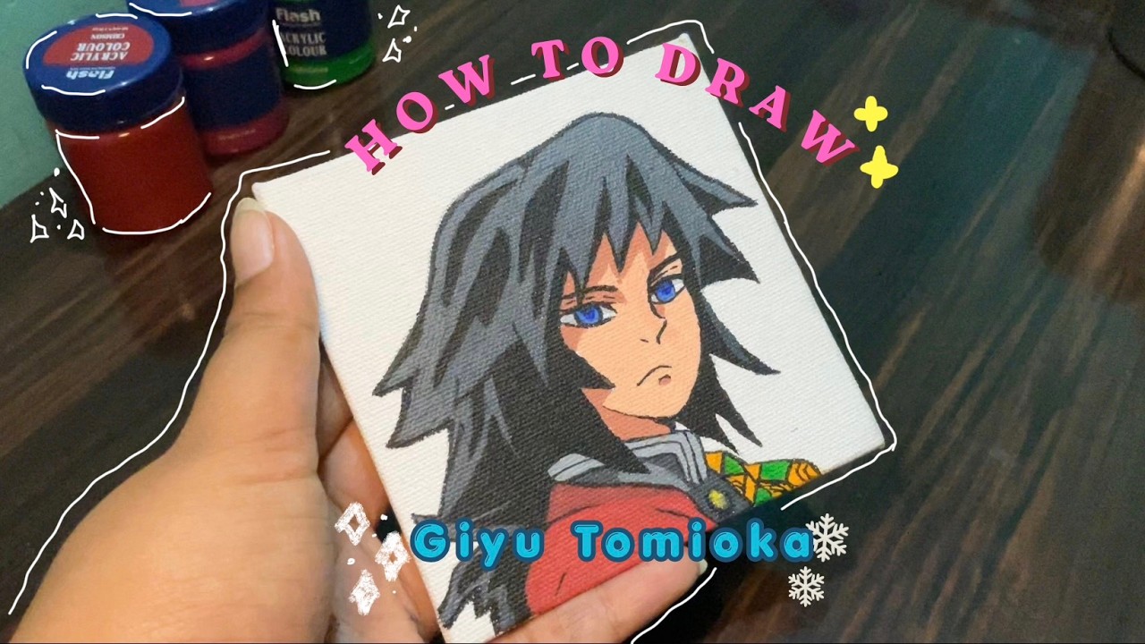 My first YouTube video 🎨| painting Giyu Tomioka from Demon Slayer