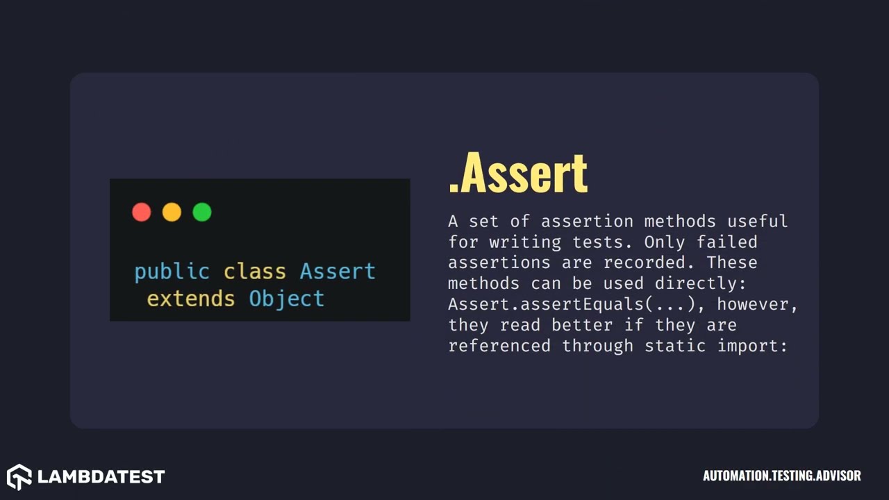 org junit Assert with examples