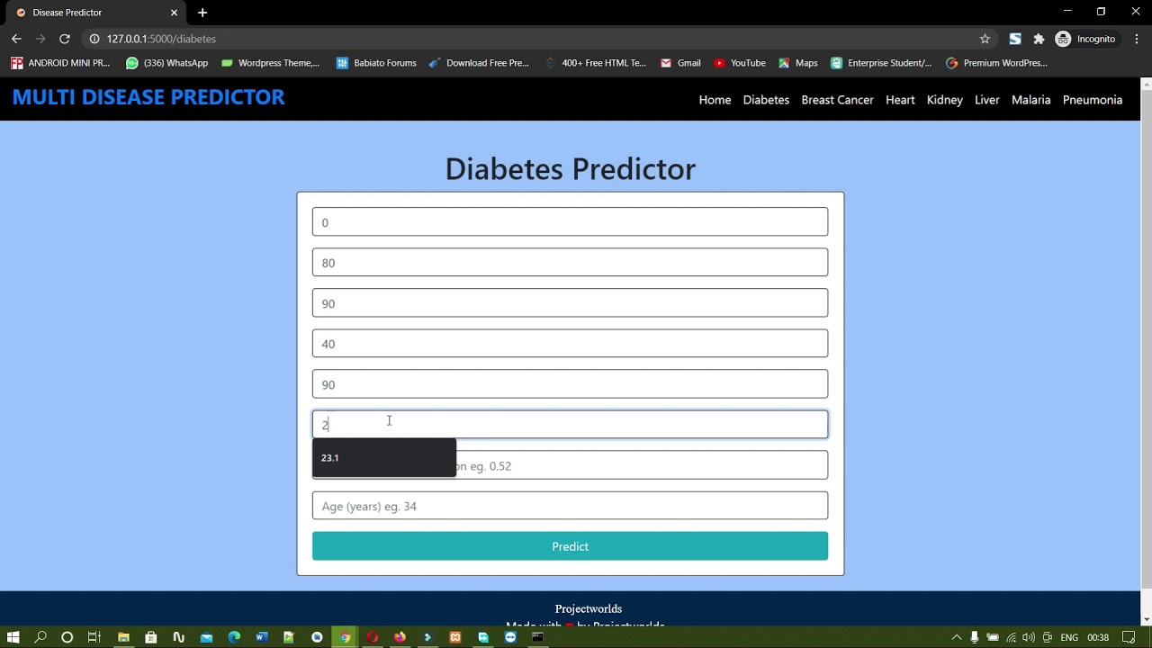 Multiple Disease Prediction using Machine Learning, Python, Flask, Web App